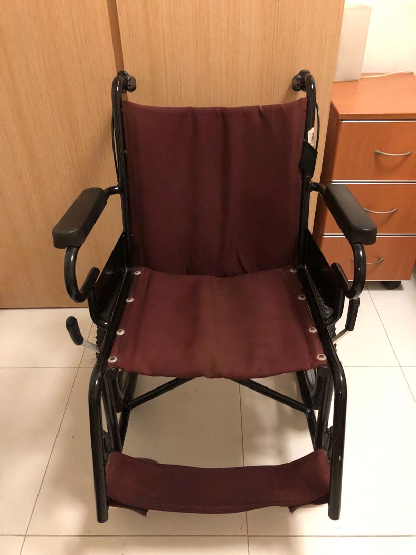 Maroon Guardian Foldable Wheelchair, Health & Nutrition, Assistive ...