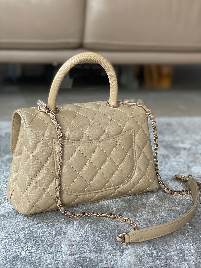 NEW! CHANEL small coco handle (dark beige), Women's Fashion, Bags ...