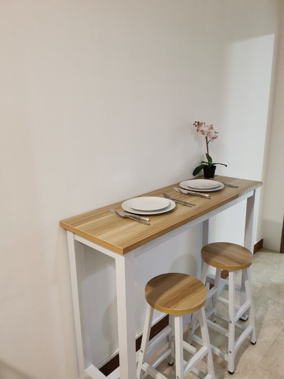 Nordic Style Pine wood or full Black High Bar Table, Furniture & Home ...