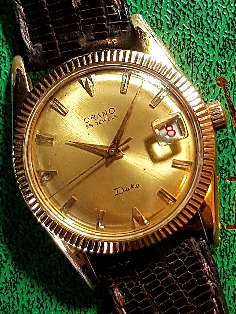 "ORANO" Swiss made Vintage 18k Gold filled automatic watch - Red ...