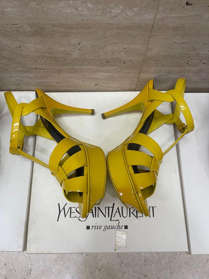 Saint Laurent Genuine YSL Tribute 75 Sandals Heels Yellow Patent Sz38 ...