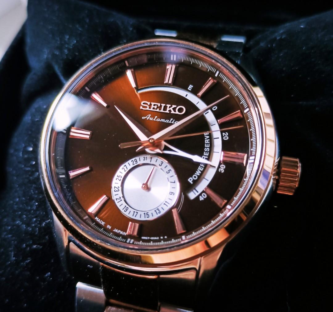 Seiko Presage Rose Gold Brown Automatic Dress Watch SSA308J1 ...