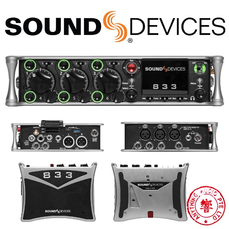Sound Devices 833 8-Channel / 12-Track Multitrack Field Recorder, Audio ...