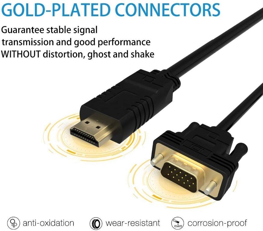(White) DMI to VGA 15M Adapter Cable with Audio Video,FOINNEX HDMI Out ...