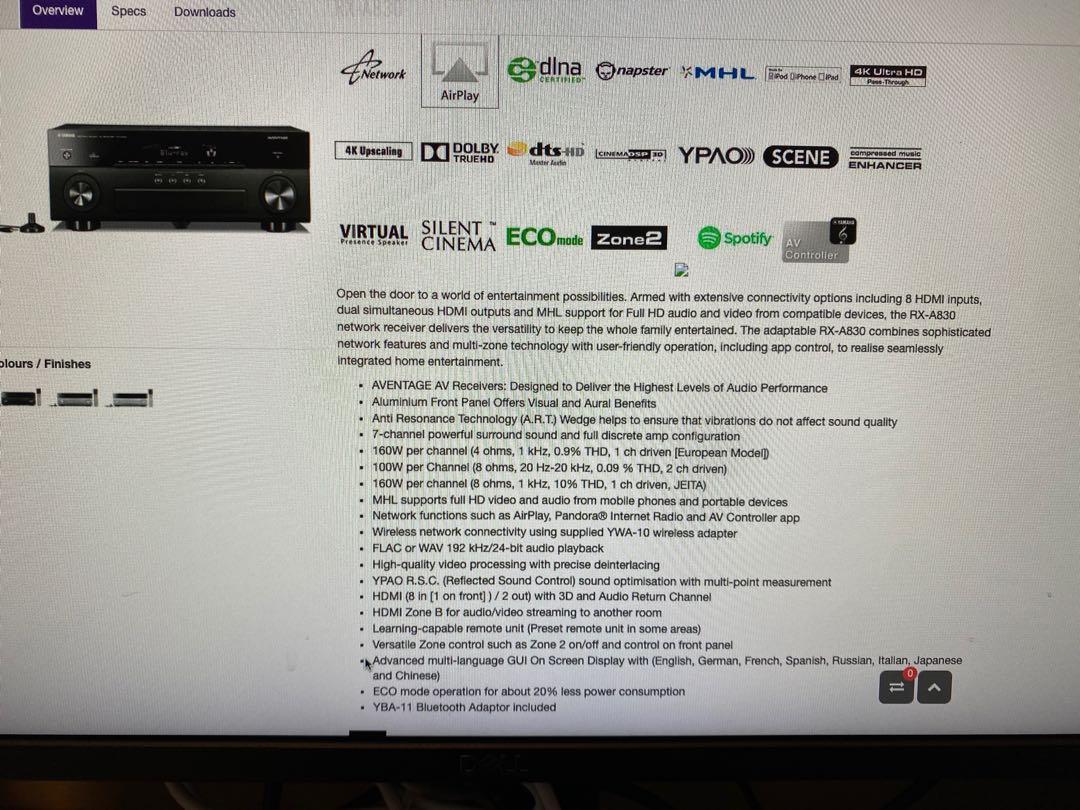 Yamaha RX A830 receiver, Hobbies & Toys, Music & Media, Music ...