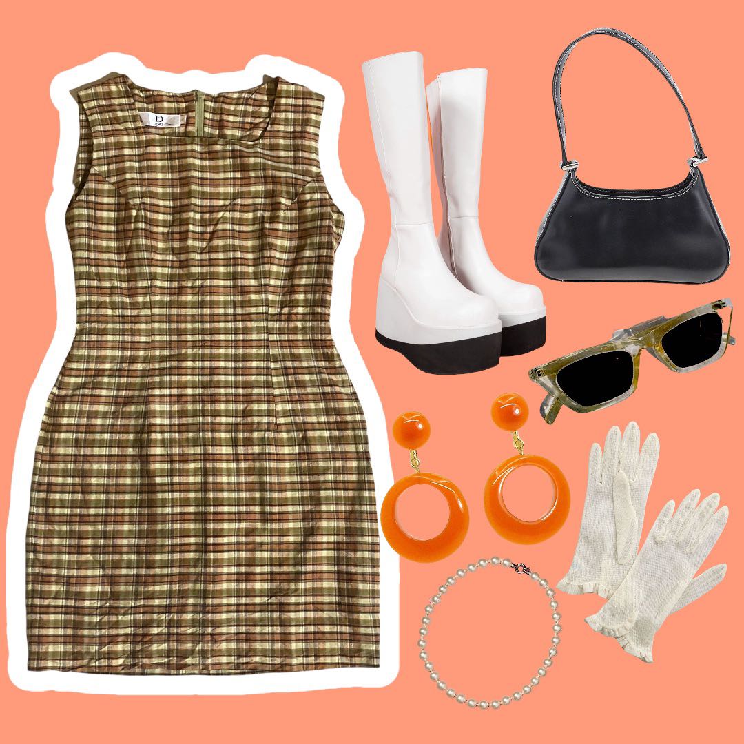 70s Retro Checkered Dress, Women's Fashion, Dresses & Sets, Dresses on ...