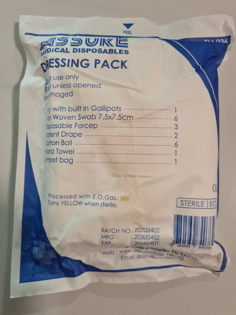 Assure medical disposables dressing pack (sterile), Health & Nutrition ...