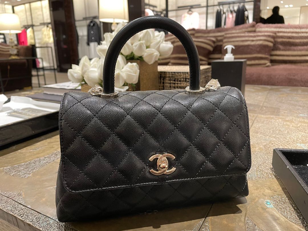 Chanel Coco Handle small size black classic, 名牌, 手袋及銀包 - Carousell
