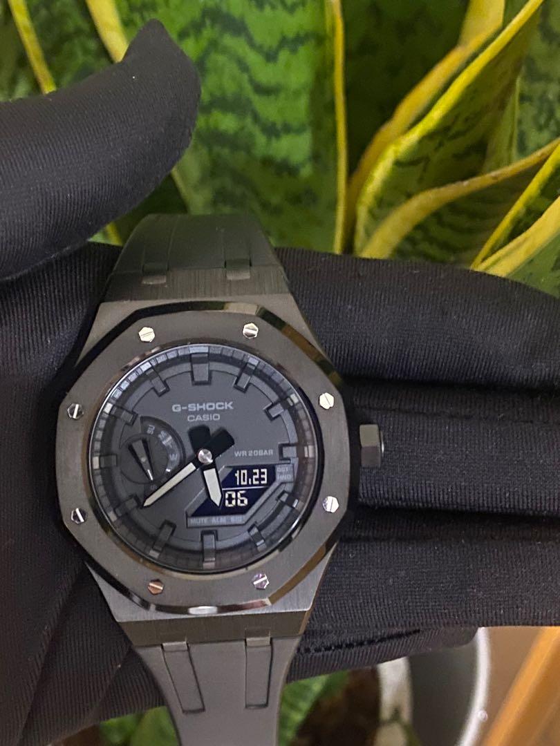 Ga2100 ga2110 diver mod case black on black ga-2100 casioak gshock ...