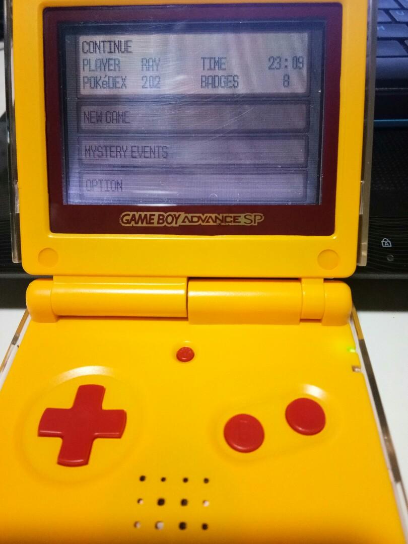 GBA SP 001 PIKACHU W POKEMON SAPPHIRE ORIG, Video Gaming, Video Game ...
