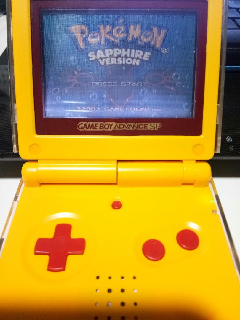 GBA SP 001 PIKACHU W POKEMON SAPPHIRE ORIG, Video Gaming, Video Game ...