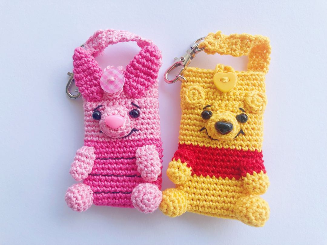 Handmade crochet TraceTogether token pouch Winnie the Pooh piglet ...