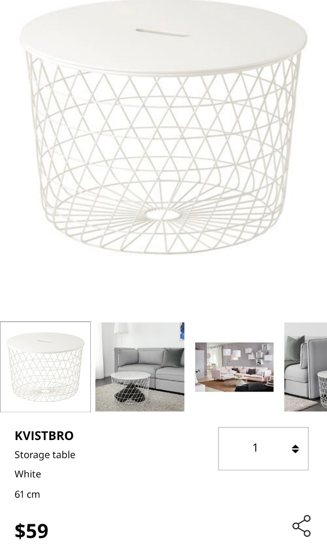 Ikea Kvistbro Storage Coffee Side Round Table, Furniture & Home Living ...