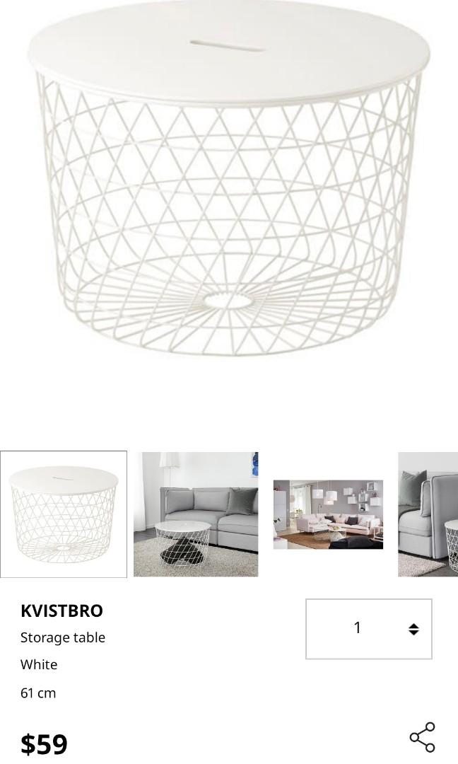 Ikea Kvistbro Storage Coffee Side Round Table, Furniture & Home Living ...