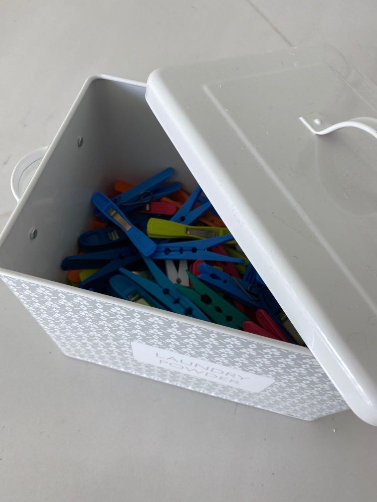 Laundry pegs and container, Furniture & Home Living, Cleaning ...