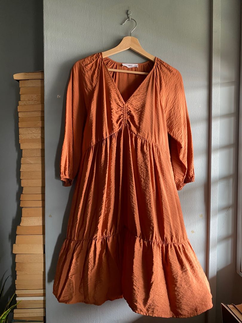 Mango Rust Dress, Women's Fashion, Dresses & Sets, Dresses on Carousell
