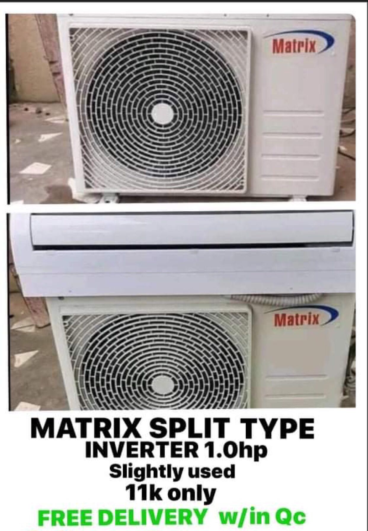 Matrix Split type 1.0hp INVERTER, TV & Home Appliances, Air ...