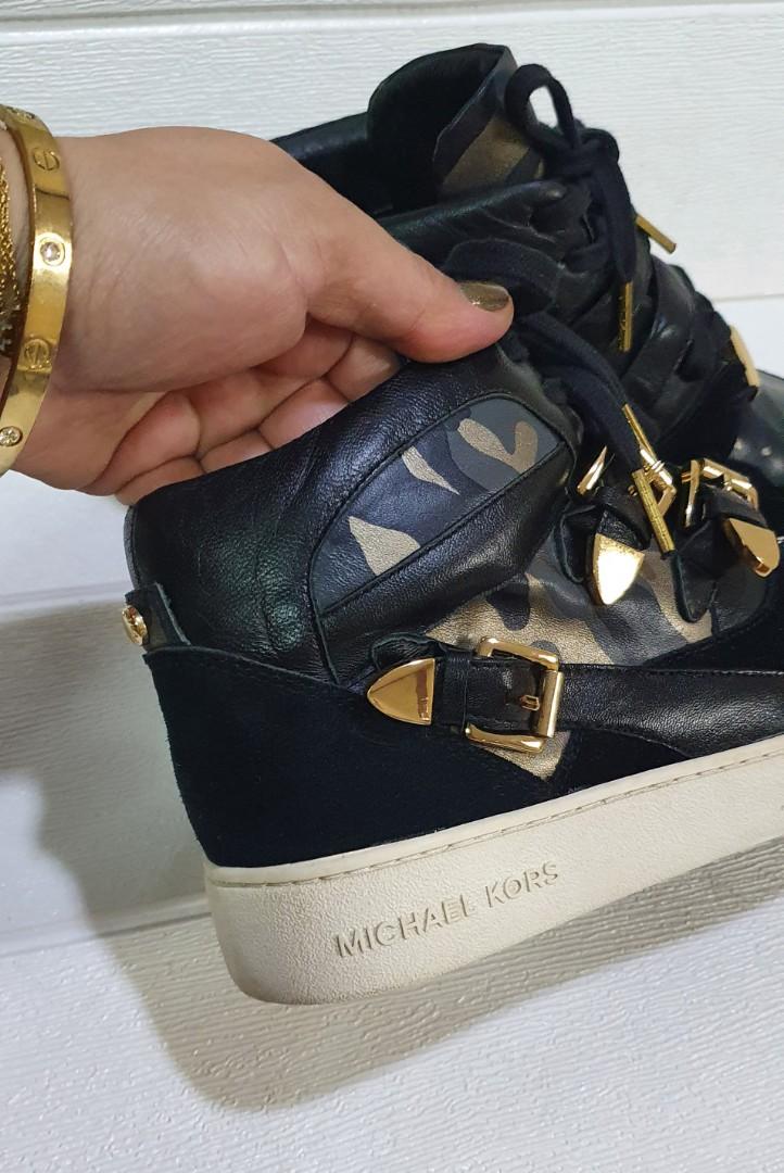 Michael Kors Robin Camou Hi Cut Sneaker, Women's Fashion, Footwear ...