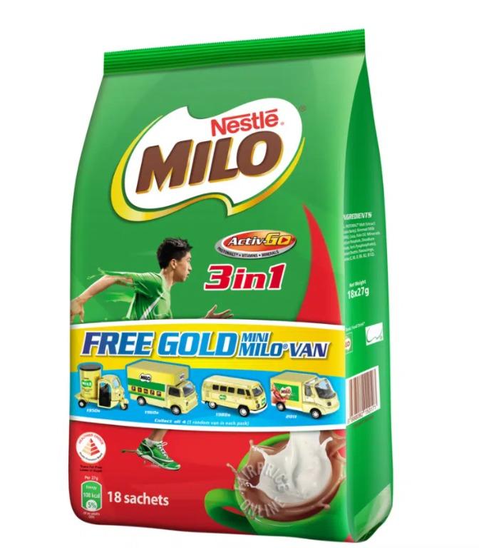 Milo 3in1 Pack with rare 1980s Milo Van (18 sachets), Food & Drinks ...