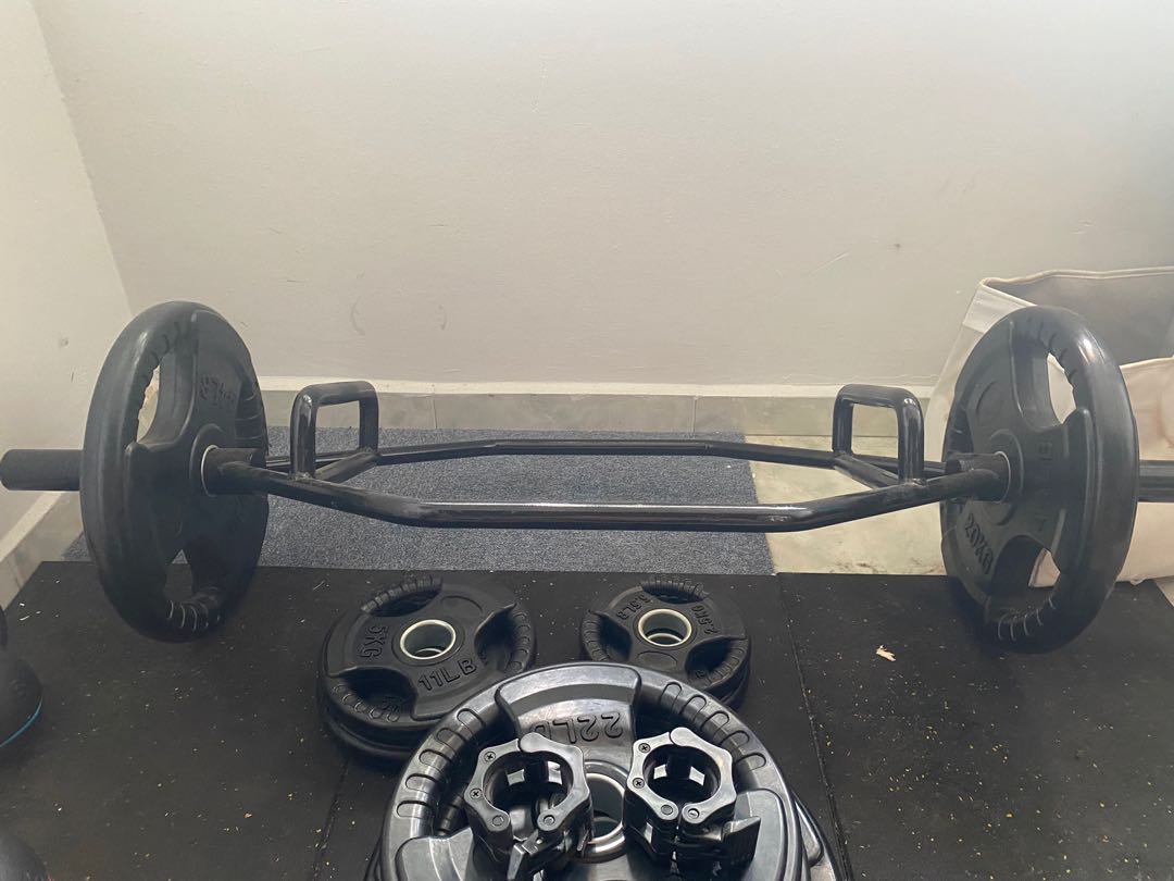 Olympic plate and Hexagon bar, Sports Equipment, Exercise & Fitness ...