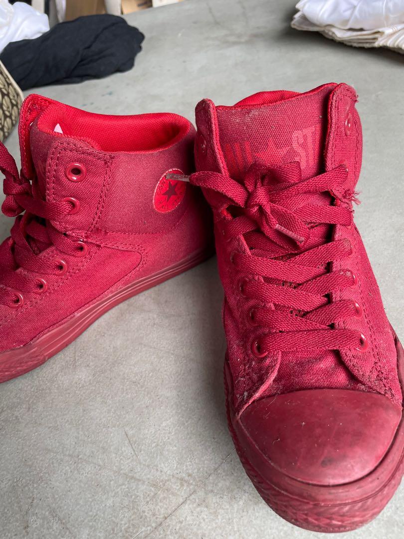 Original Red Converse Mid Cut Sneakers, Women's Fashion, Footwear ...