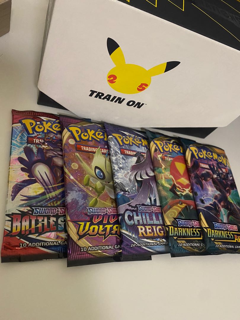 Ptcg. Set of 5 unopened booster packs. From Celebrations ETB., 興趣及遊戲 ...