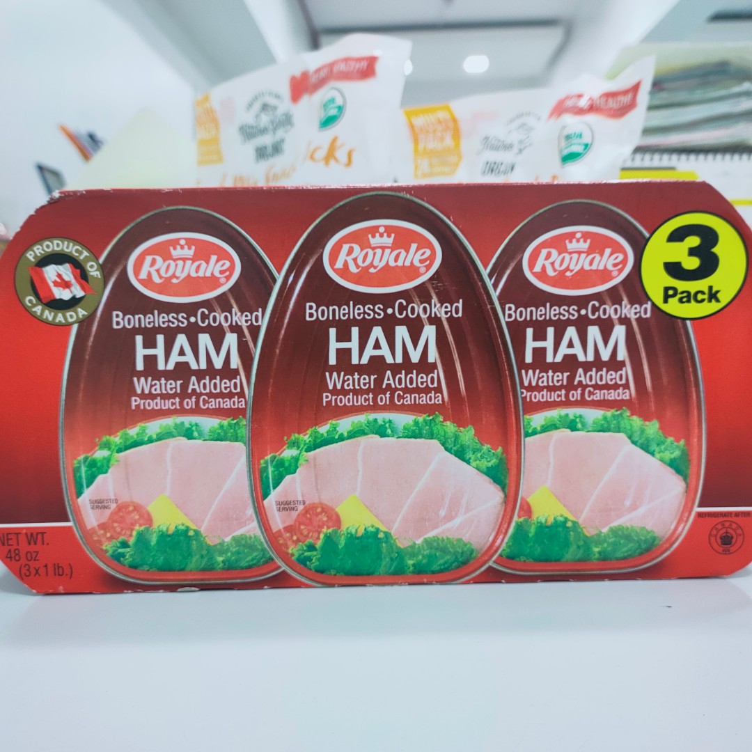 Royale Boneless Cooked Ham 16oz, 1can, Food & Drinks, Packaged ...