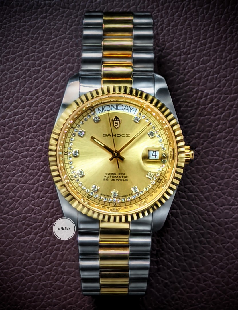 Sandoz Swiss Automatic Day Date Diamond Crystal Bargain!, Luxury ...