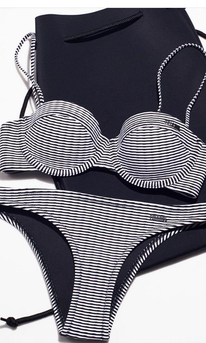 Textured Striped Triangl Bikini Set Authentic Womens Fashion