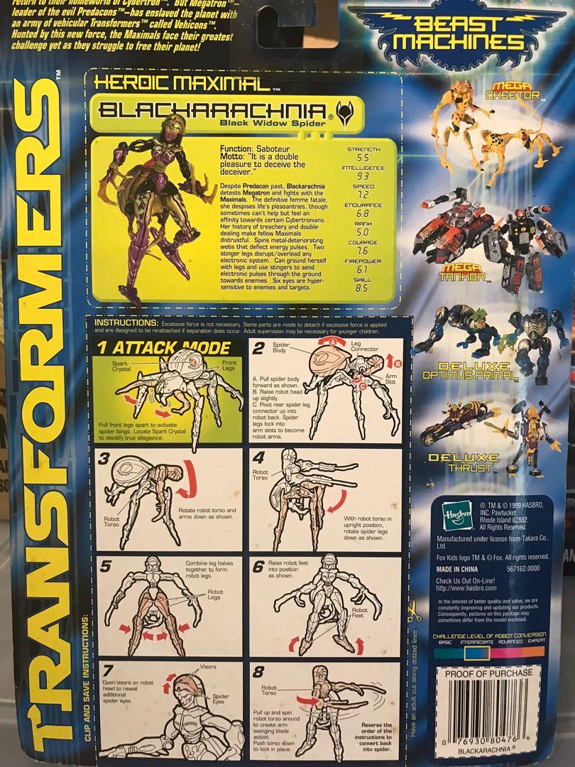 Transformers Beast Machines Deluxe Maximal Blackarachnia, Hobbies ...