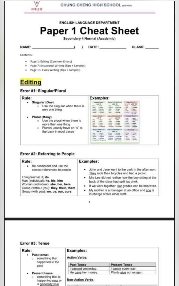 Ultimate English O/N level cheat sheet, Hobbies & Toys, Books ...