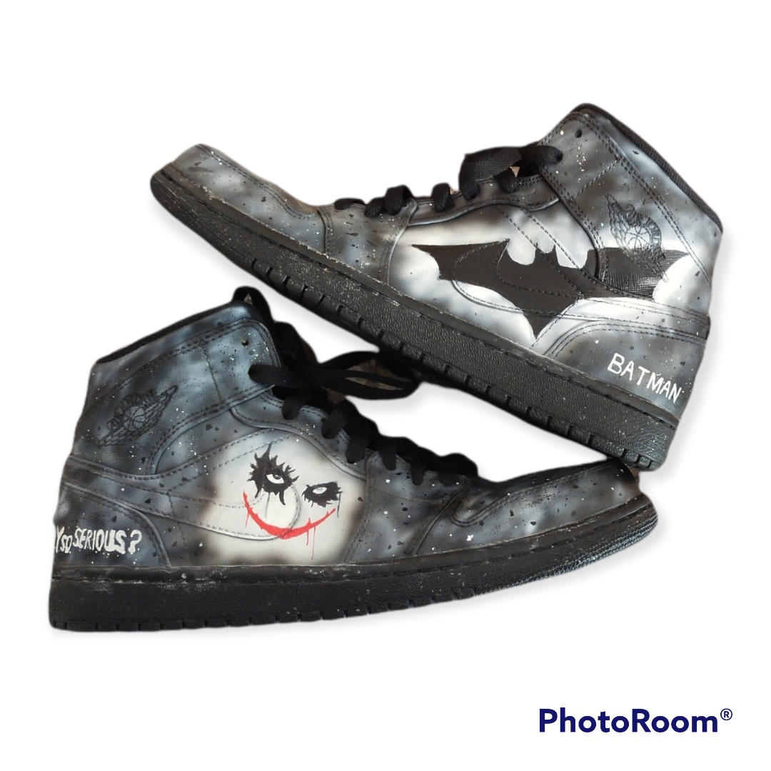 Air jordan 1 batman & joker custom pair, Men's Fashion, Footwear ...