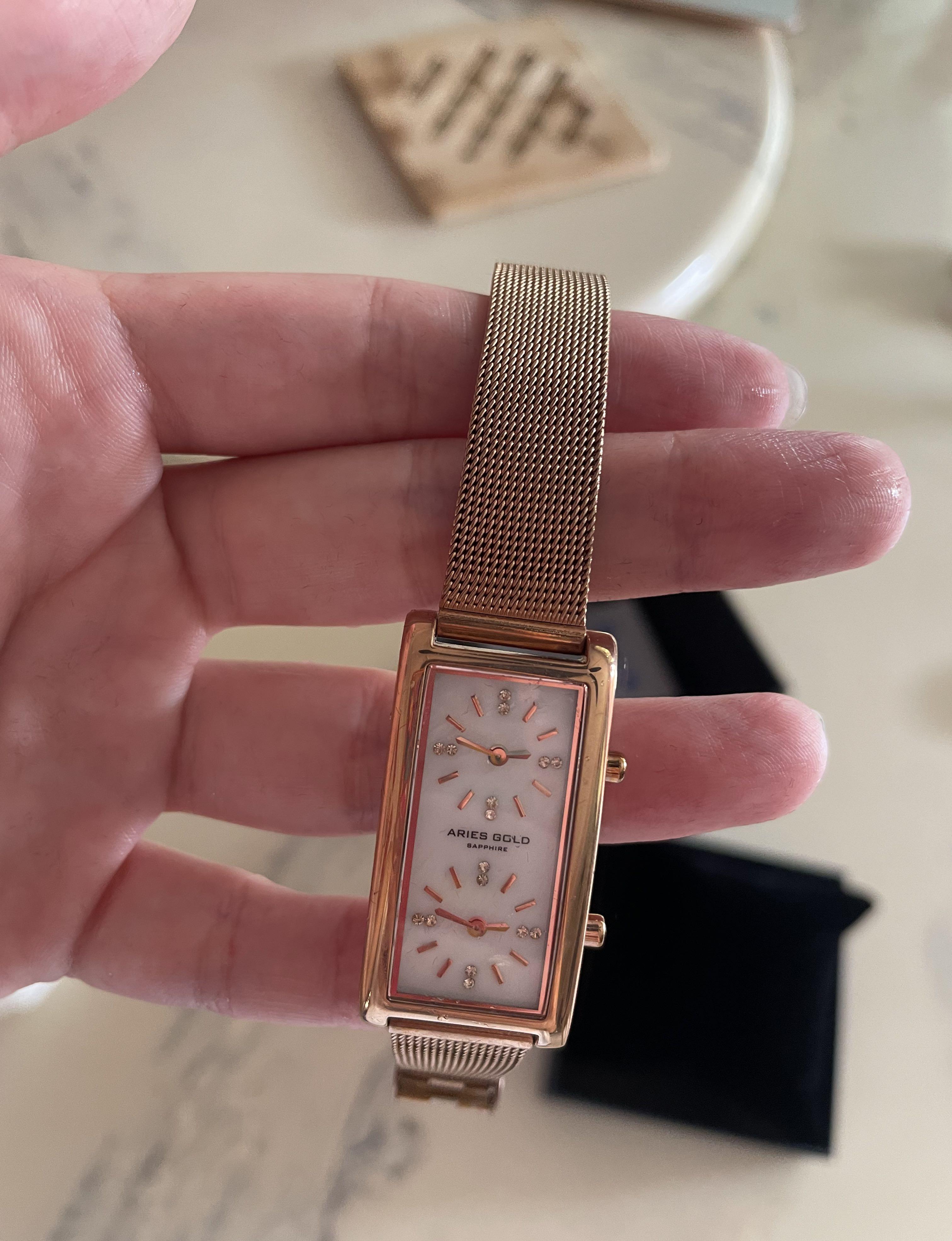 Aries gold dual time watch, Women's Fashion, Watches & Accessories ...