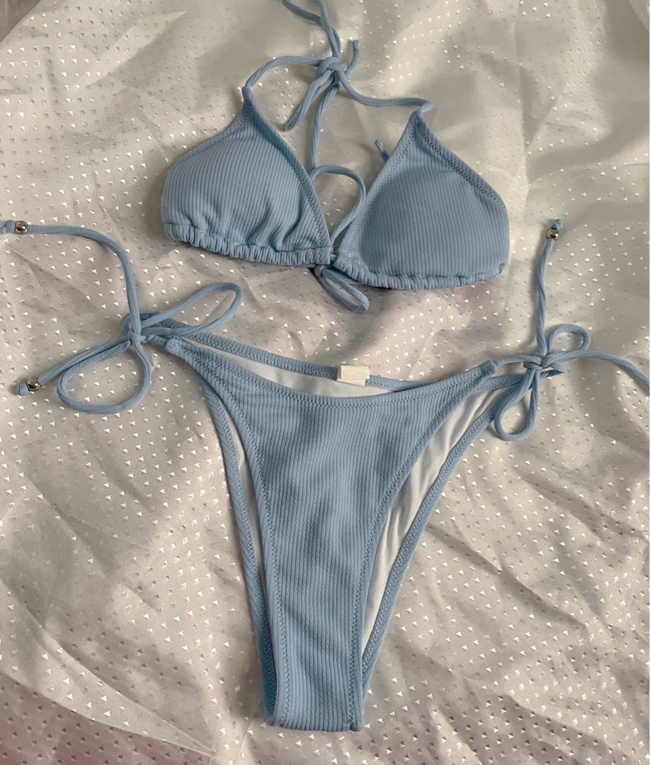 Baby blue triangle bikini, Women's Fashion, Swimwear, Bikinis ...