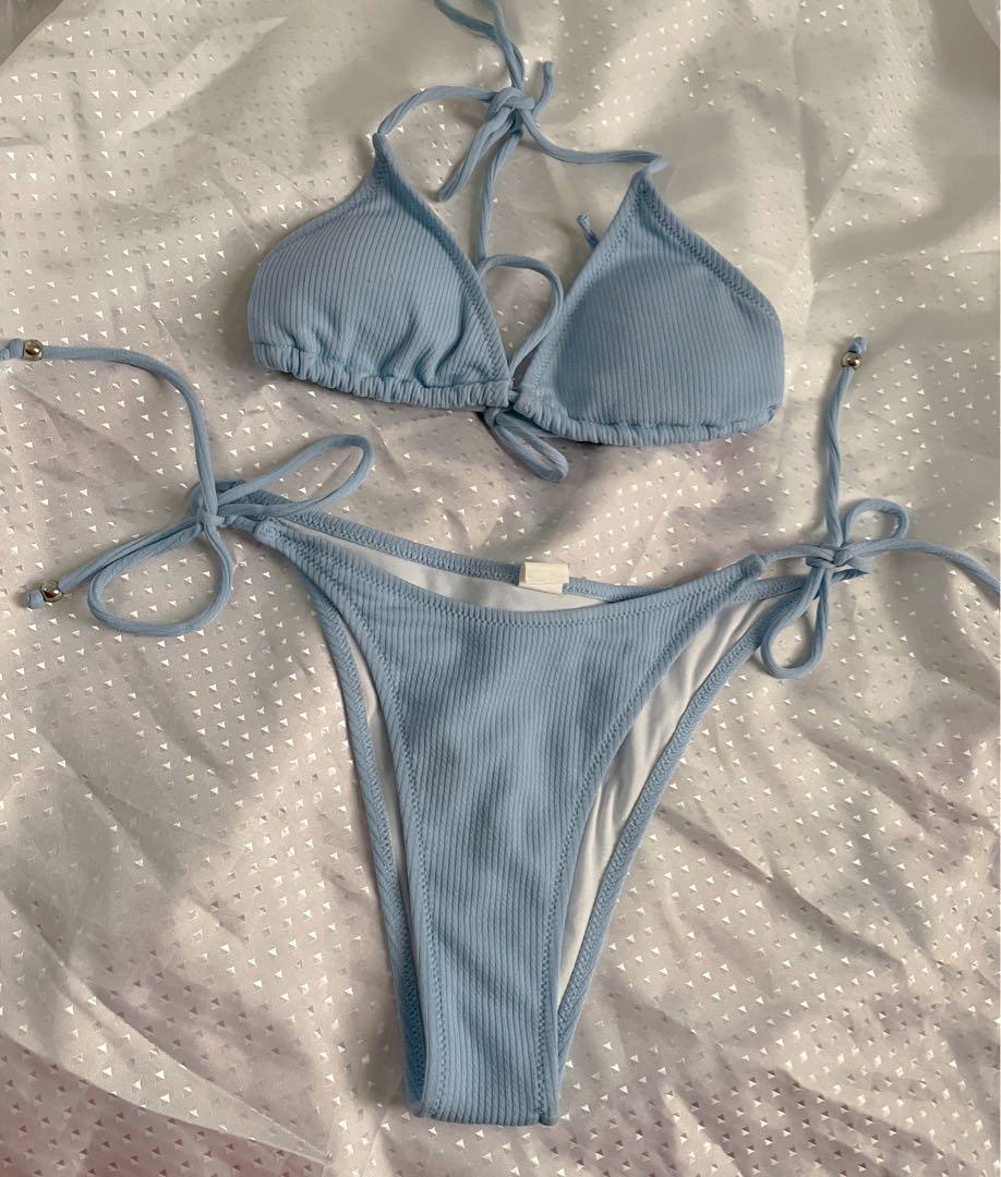 Baby blue triangle bikini, Women's Fashion, Swimwear, Bikinis ...