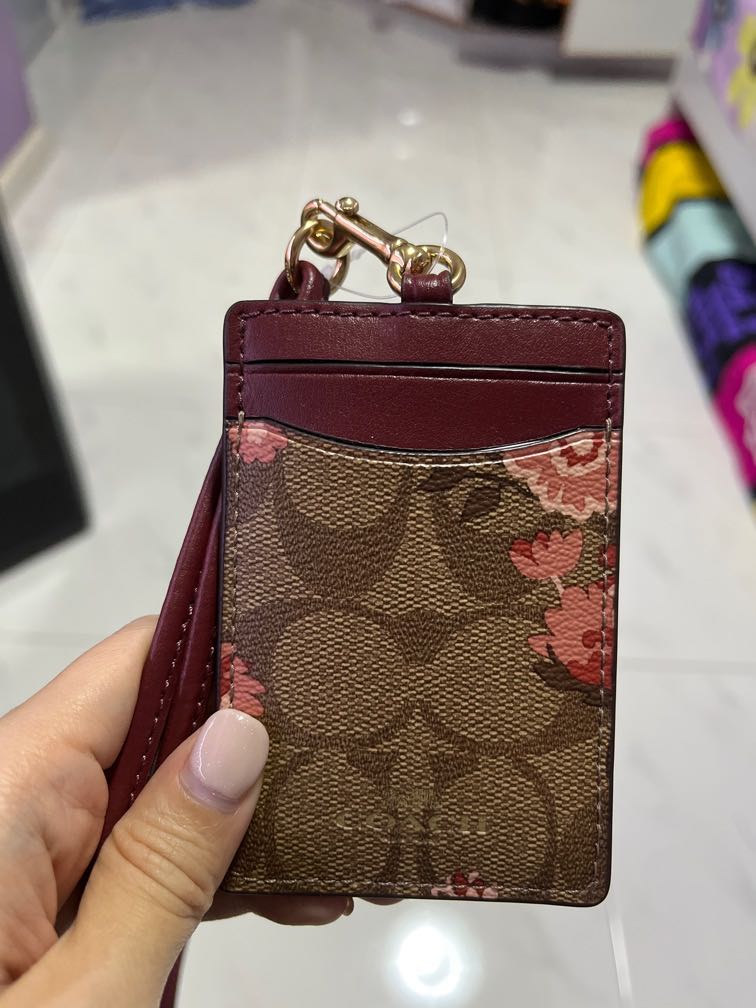 Coach Card Holder Lanyard Floral, Women's Fashion, Bags & Wallets ...