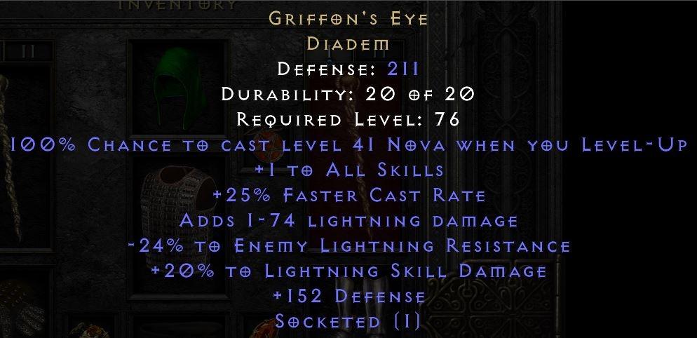 Diablo 2 Resurrected - Griffon's Eye 24/20, Video Gaming, Video Games ...