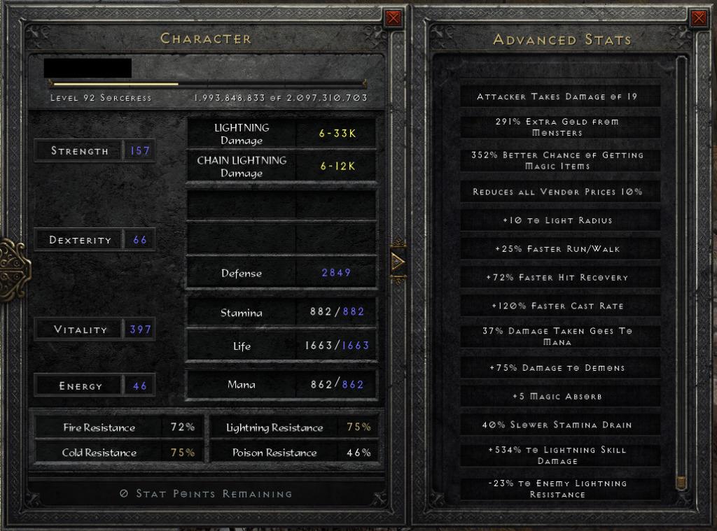 Diablo 2 Resurrected (D2R) - Full Lightning Sorceress Gear, Video ...