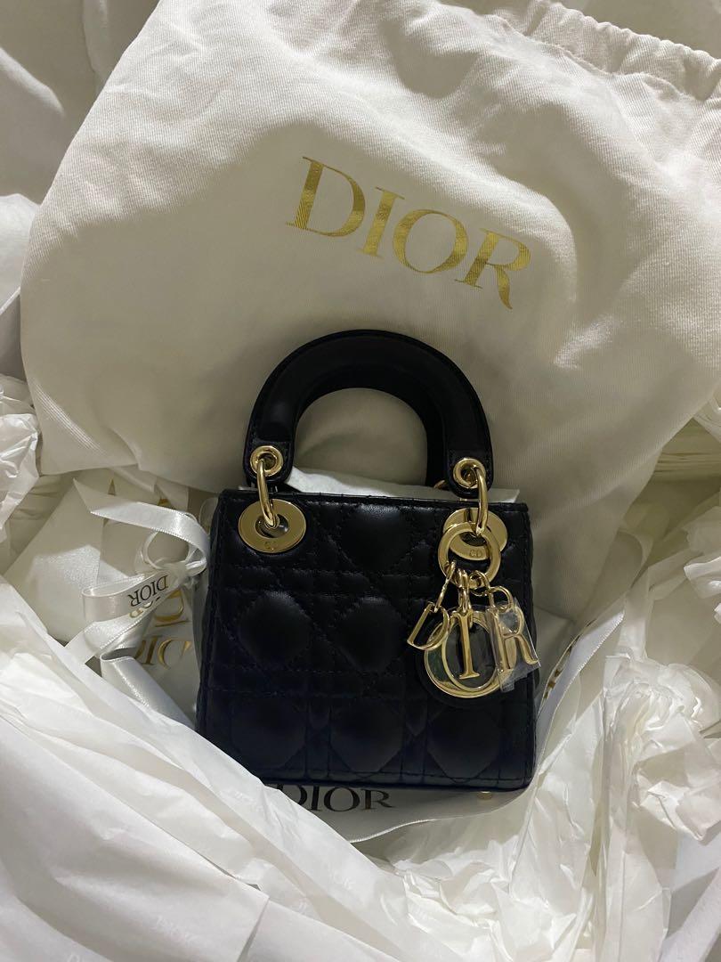 Dior Micro Lady dior in Black with GHW, Luxury, Bags & Wallets on Carousell