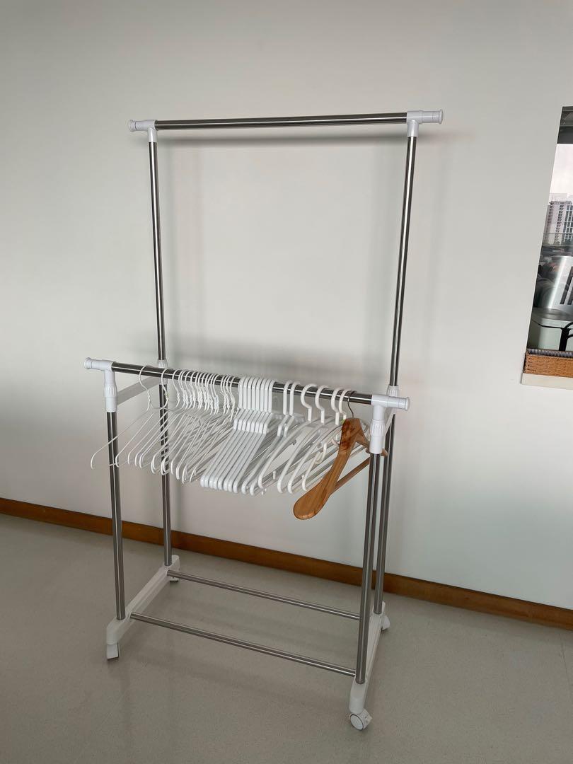 Double Pole Clothes Hanger Trolley, Furniture & Home Living, Home ...