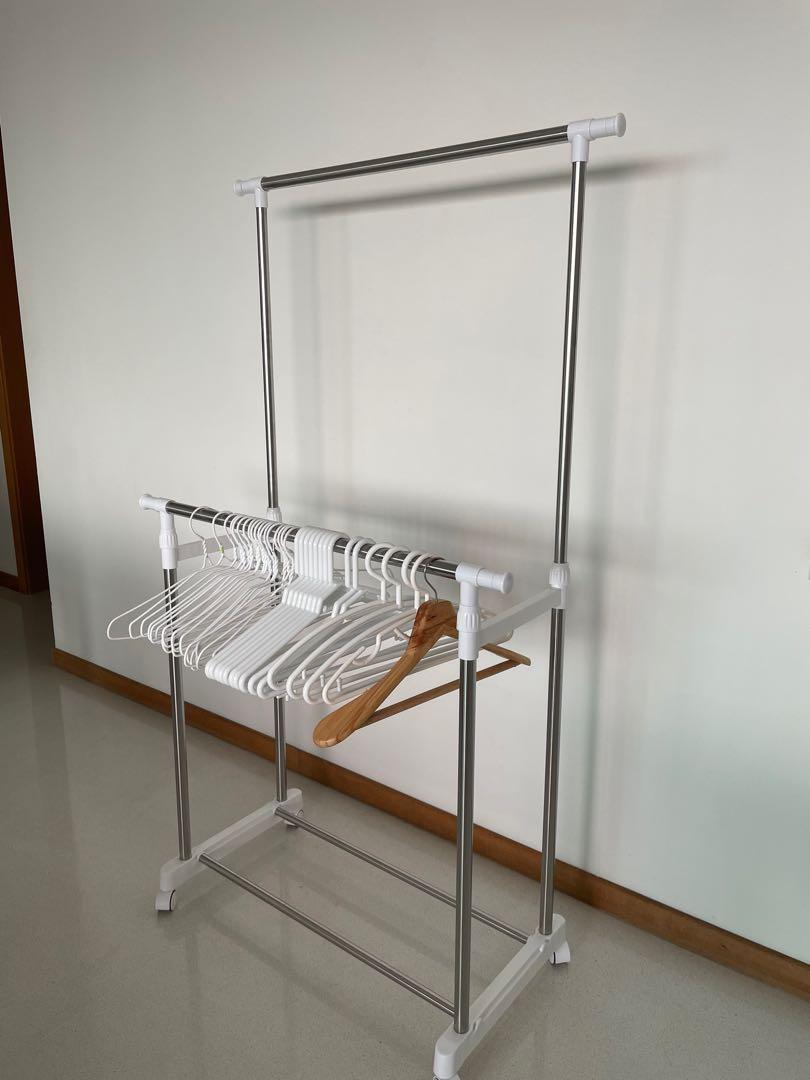 Double Pole Clothes Hanger Trolley, Furniture & Home Living, Home ...