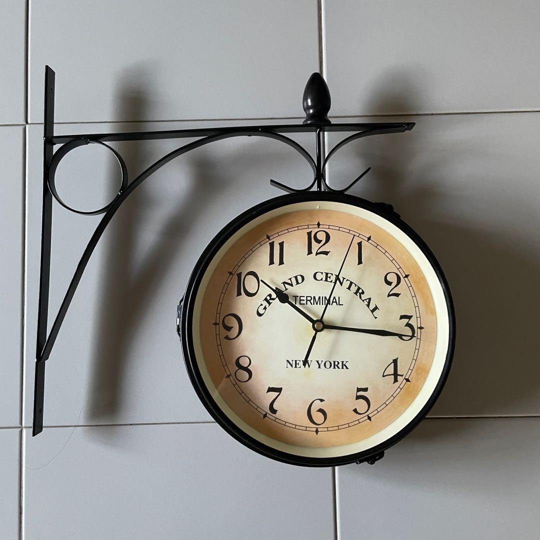 Double Sided Wall Mount Station Clock / Retro / Vintage / Train Station ...