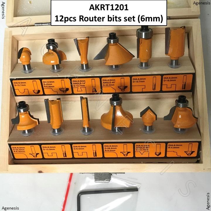 INGCO 12pcs Router Bits Set (6mm) AKRT1201, Furniture & Home Living ...