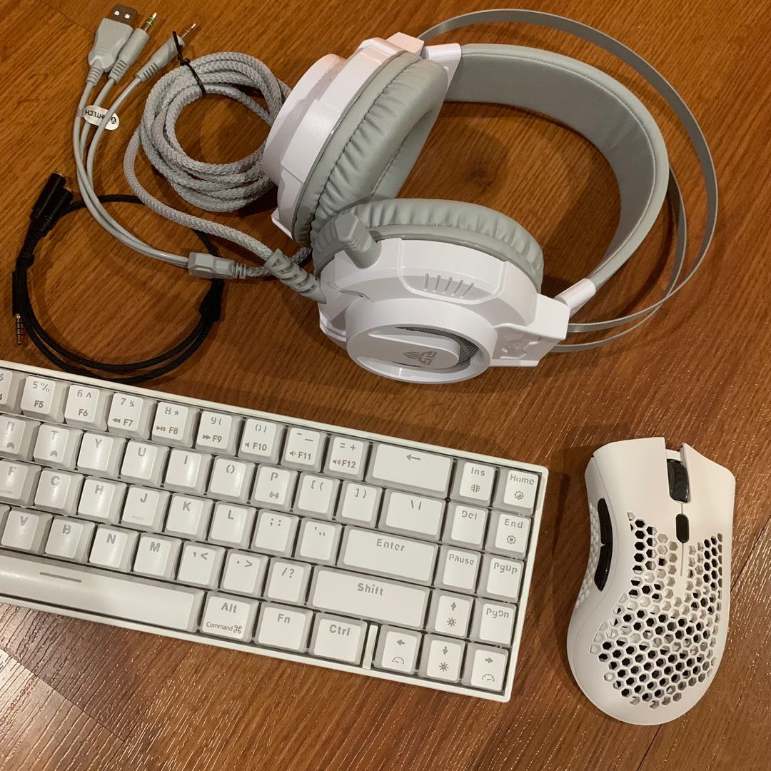 LED Blue Switch Keyboard, LED Gaming Headset, LED Wireless Mouse / LED ...