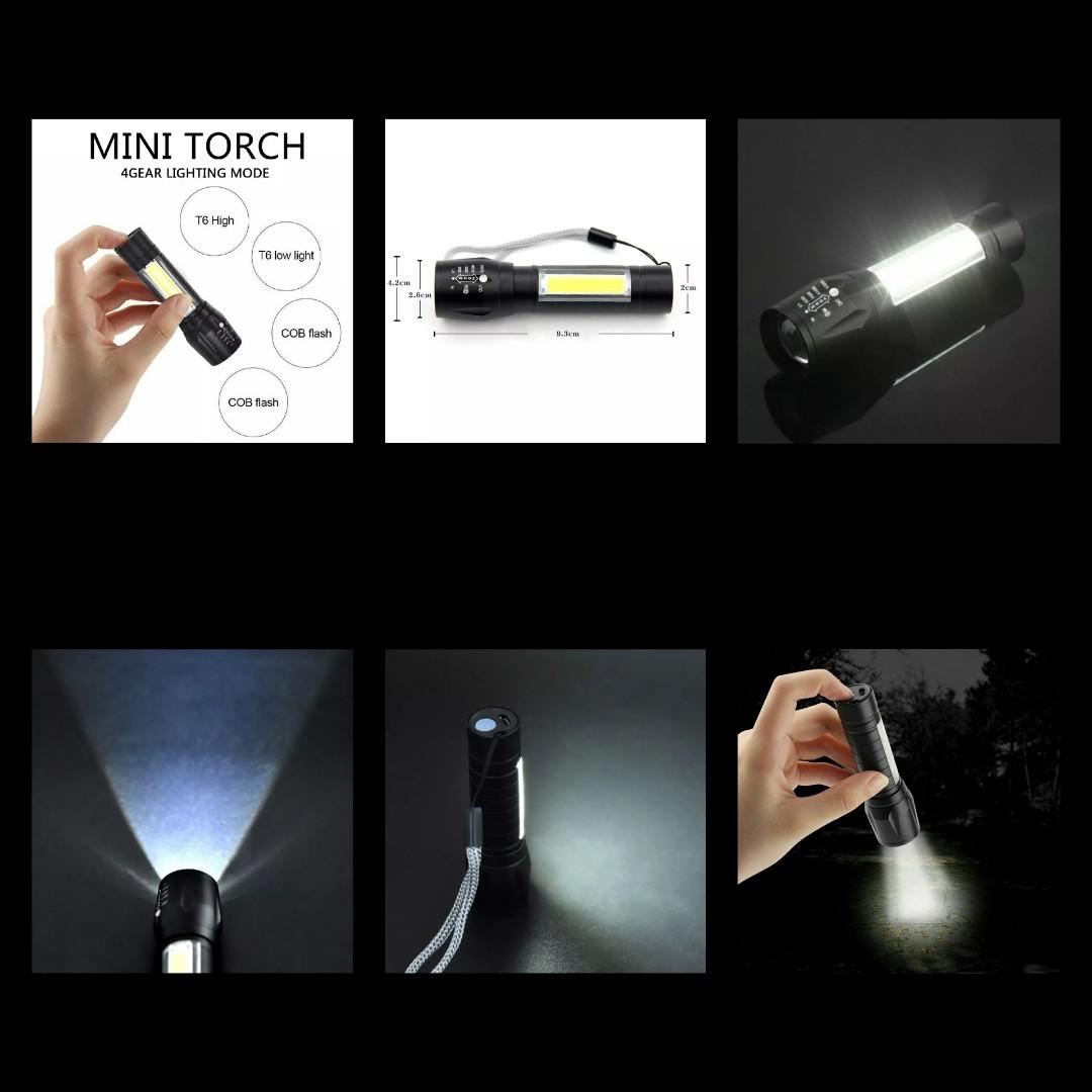 Light 1000 Lumens Torchlight T6 COB LED Rechargeable Flash Torch 4 ...