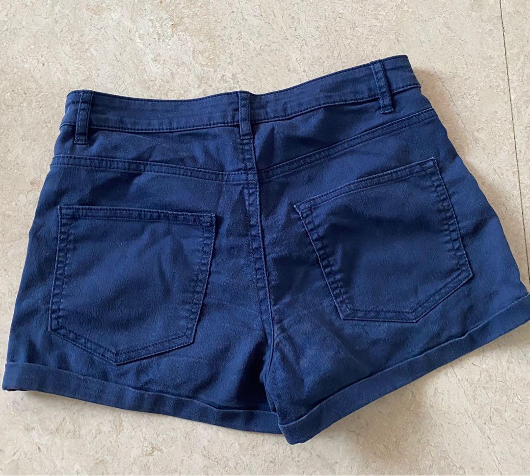 Navy blue shorts, Women's Fashion, Bottoms, Shorts on Carousell