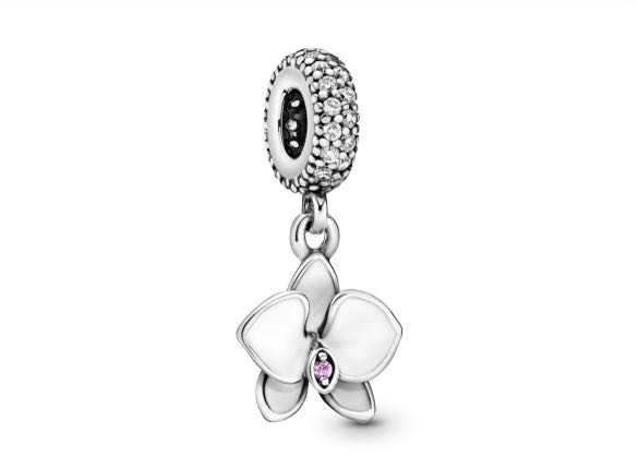 PANDORA White Orchid Flower Dangle Charm, Women's Fashion, Jewelry ...