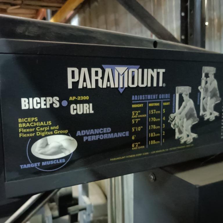 Paramount AP-2300 Biceps Curl Machine Advance Performance, Sports ...