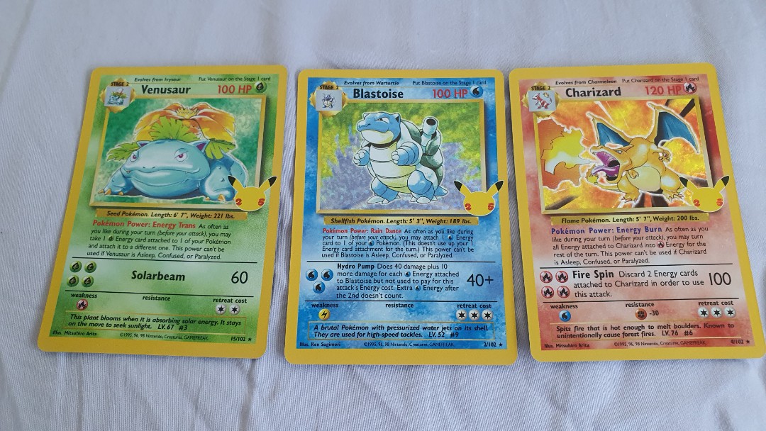 Pokemon TCG 25th Celebrations Base Trio Set (Venusaur, Blastoise ...