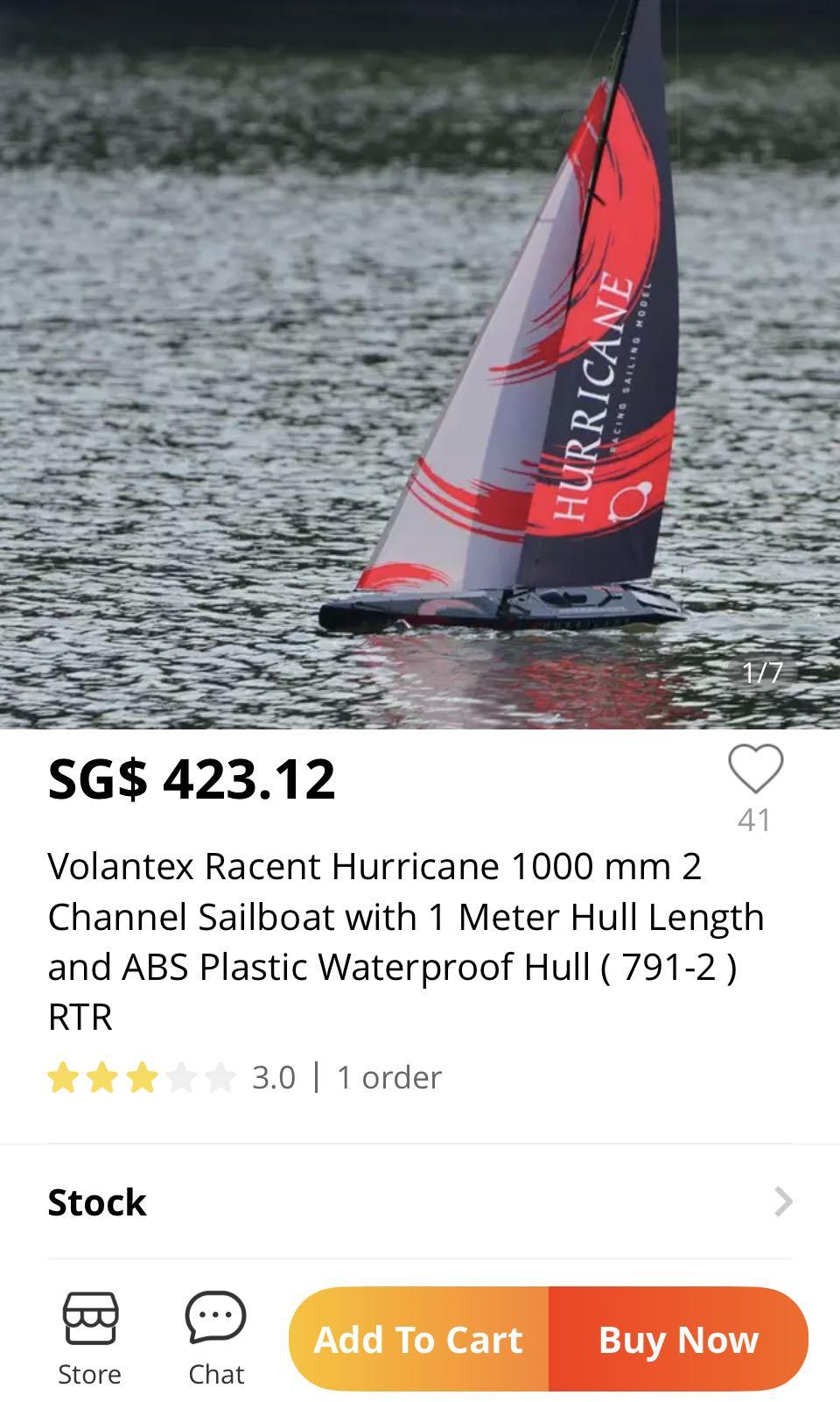Rtr Rc sail yacht rc boat Volantex Hurricane, Hobbies & Toys, Toys ...